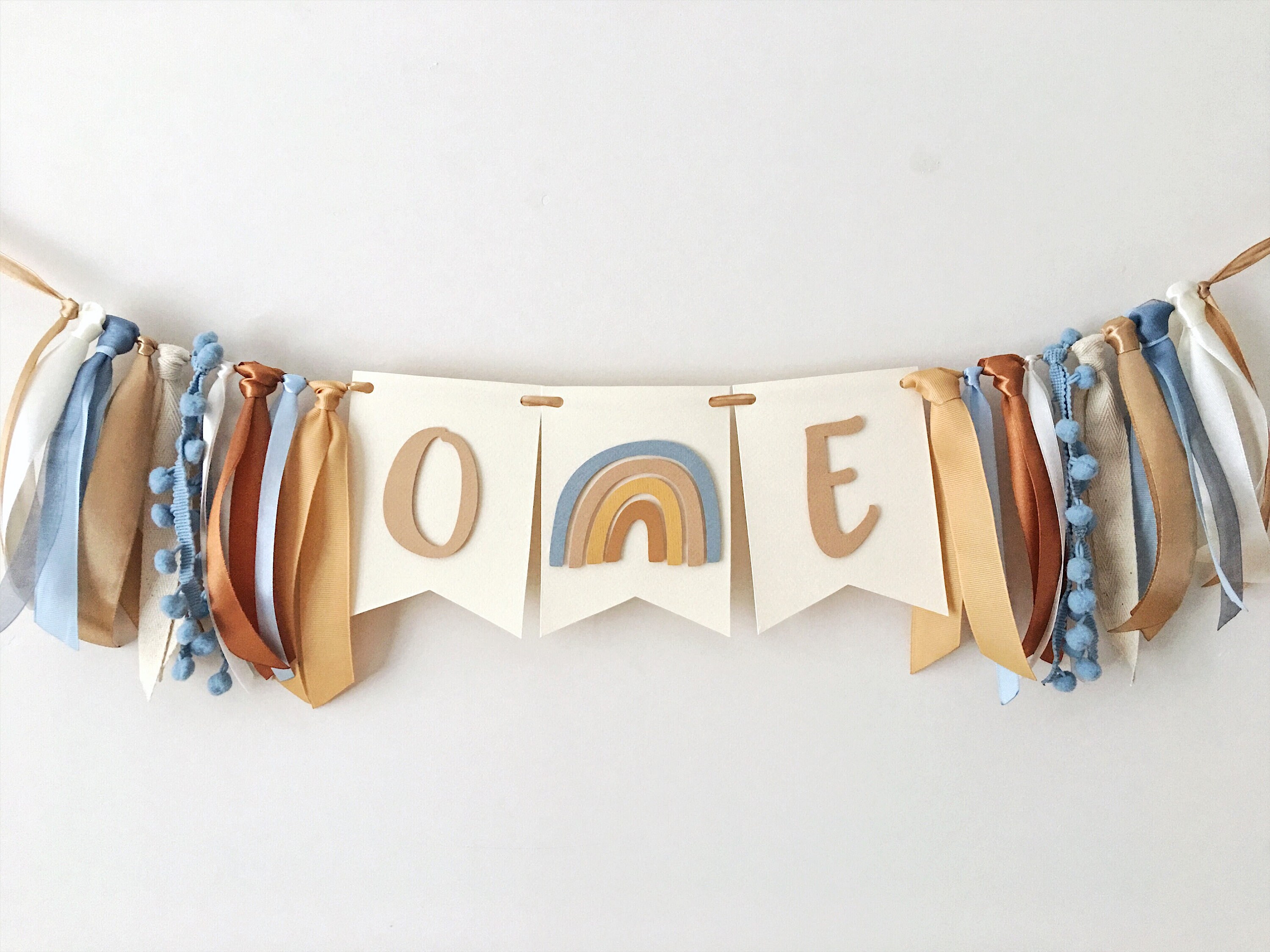 Boy Boho Rainbow One High Chair Banner Muted Rainbow 1st | Etsy