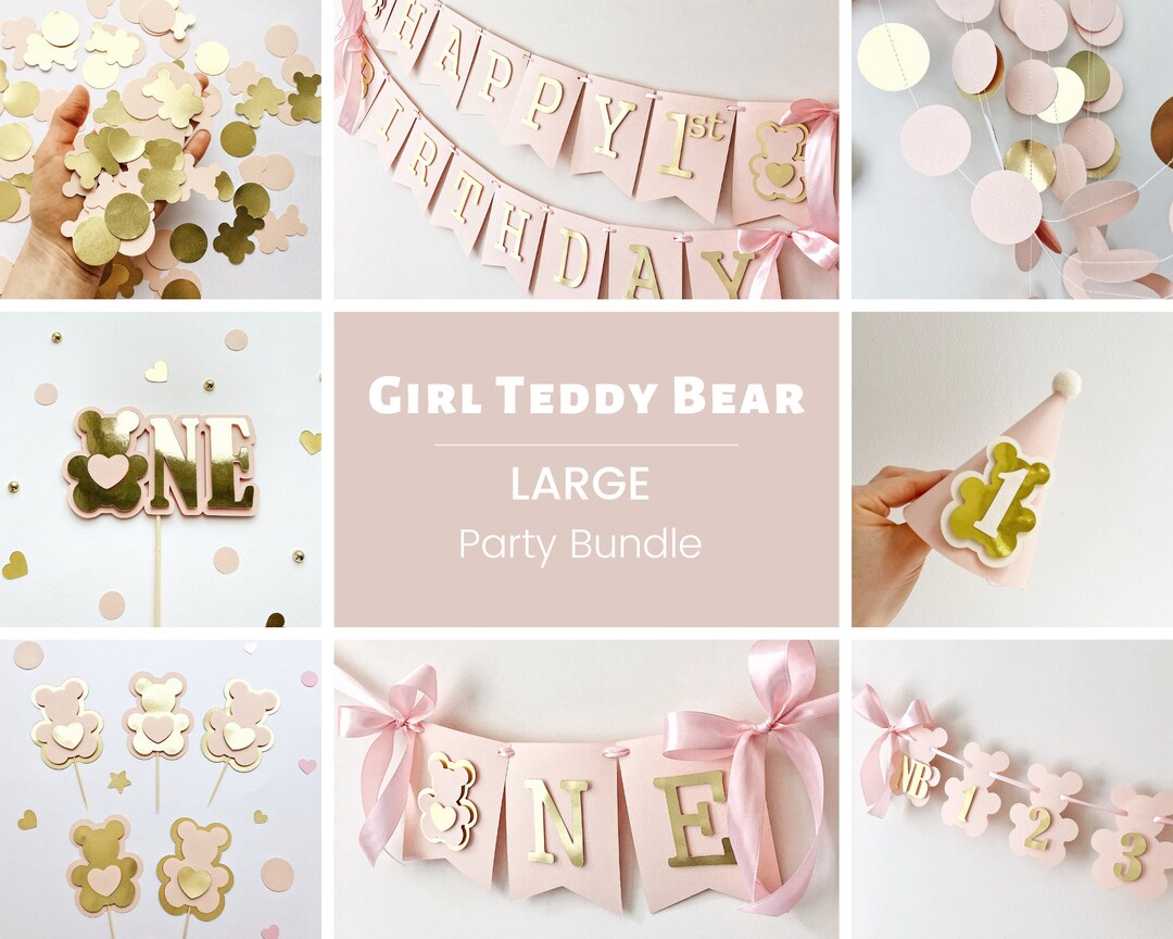 Girl Teddy Bear 1st Birthday Party Bundle Teddy Bear First - Etsy