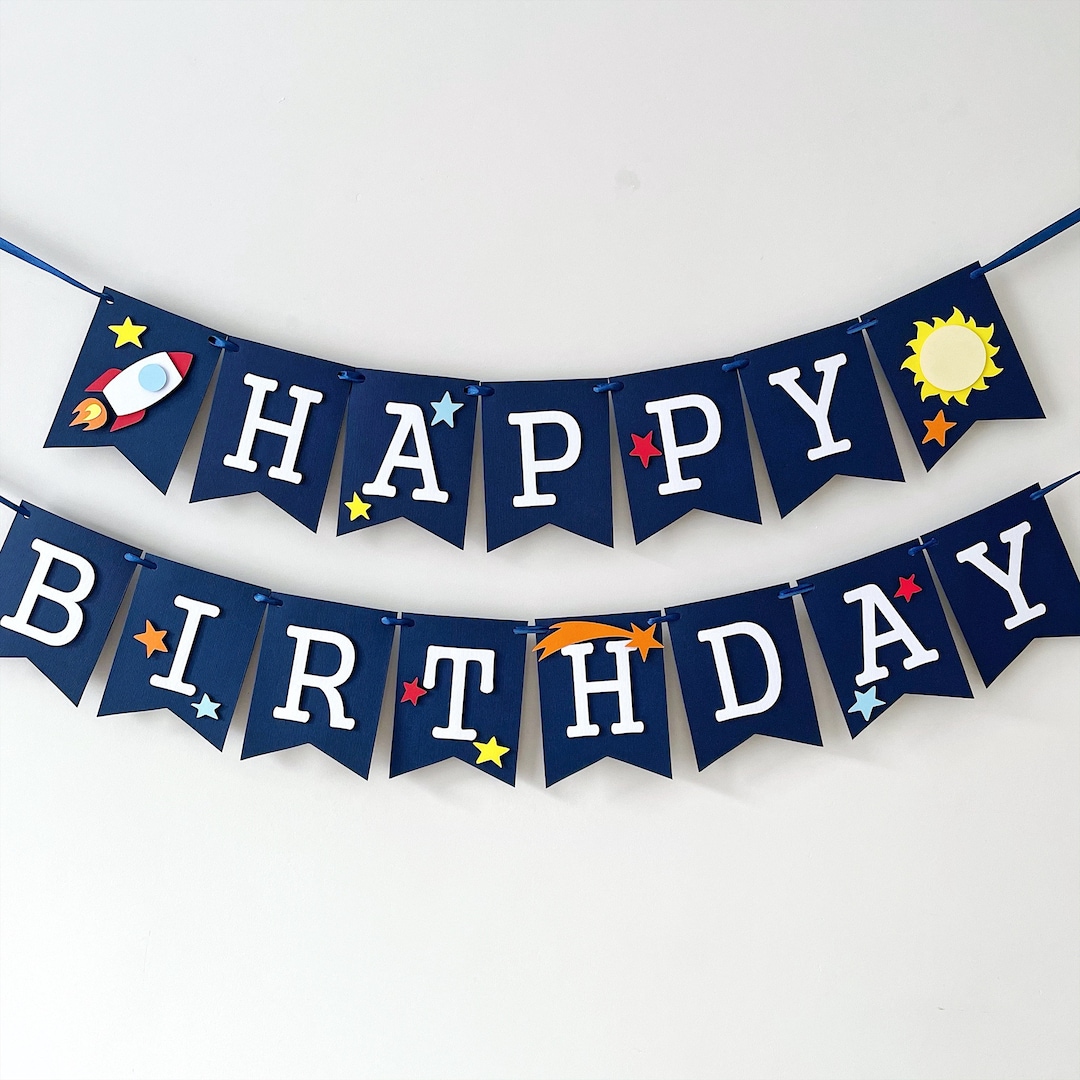Space Birthday Banner - 1st Trip Around the Sun - Solar System - Etsy