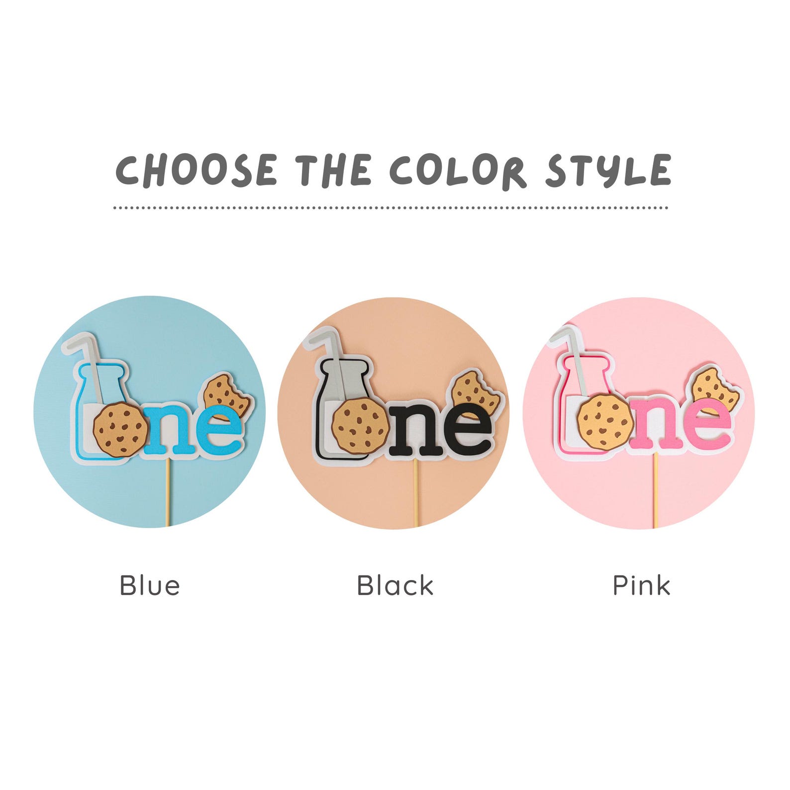 Milk & Cookies Cupcake Toppers - One Sweet Boy 1st Birthday Decorations ...