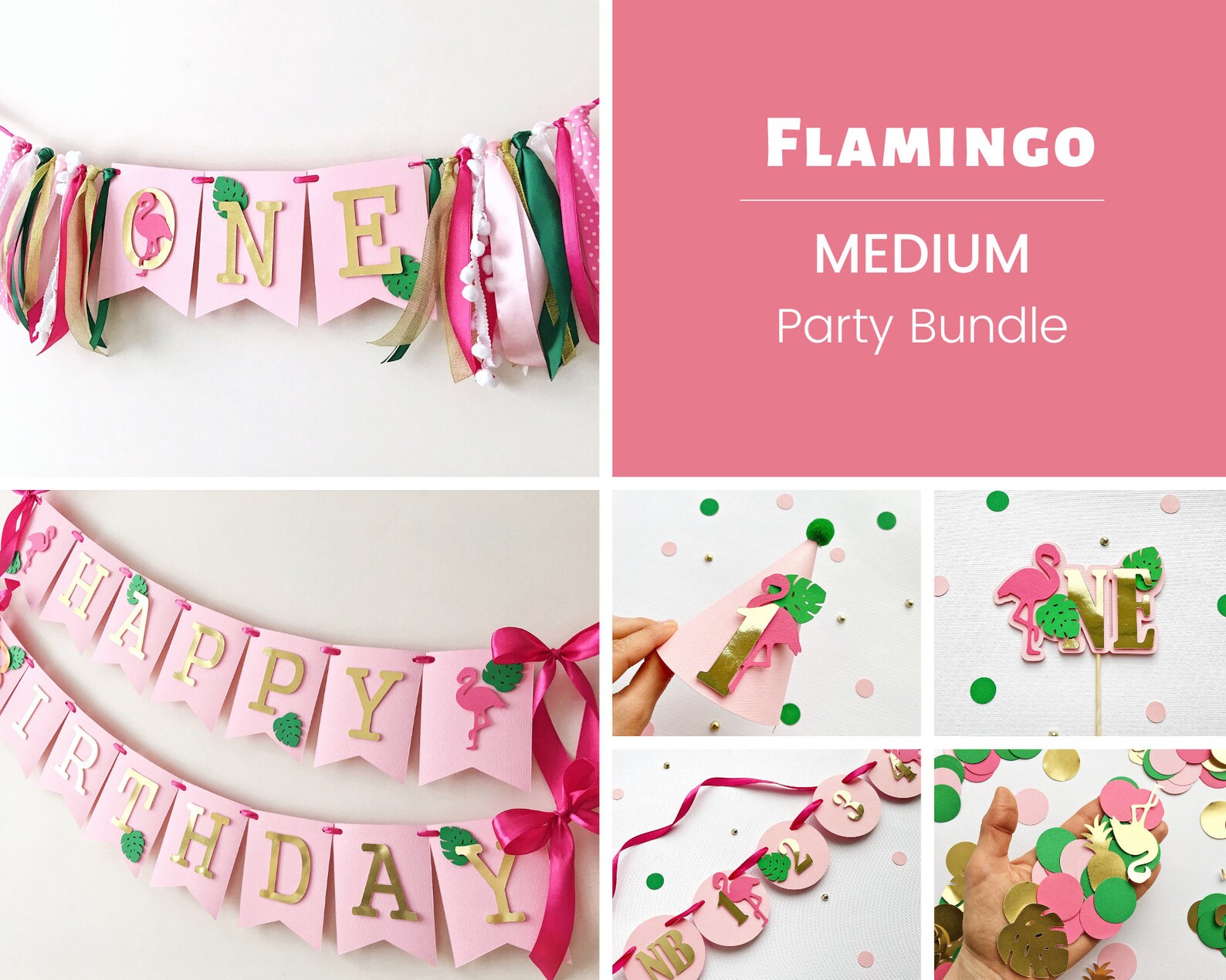 Flamingo First Birthday Party Bundle Tropical Girl Birthday | Etsy