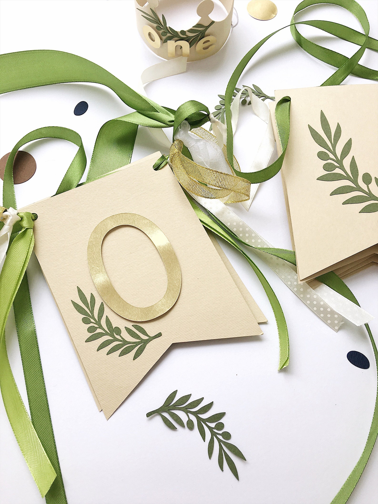 Greenery Banner Green Gold 1st Birthday Decorations Greenery | Etsy