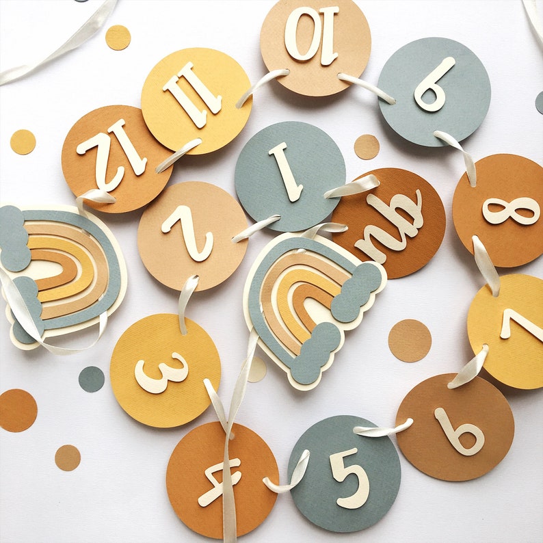 Boy Boho Rainbow 12 Month Photo Banner Muted Rainbow Themed | Etsy