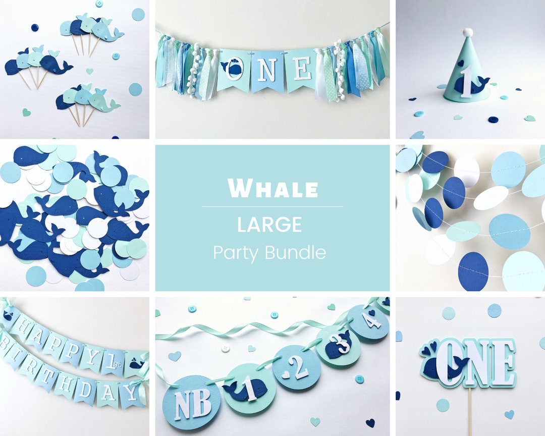 Whale 1st Birthday Party Bundle, Ocean Party Decorations - Etsy