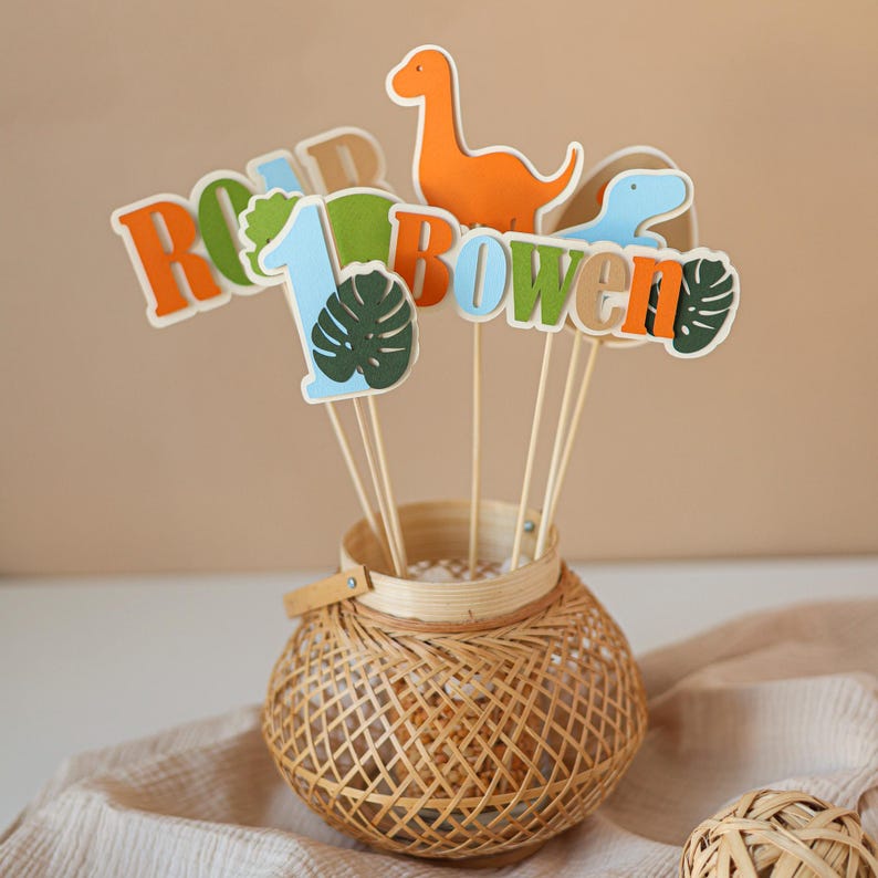 Dinosaur Table Centerpieces - Boy 1st Birthday Decorations - Oneasaurus ...