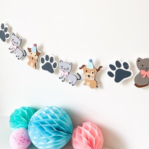 Dog & Cat Birthday Banner, Two Let the Dogs Out, Lets Pawty, Kitten and ...