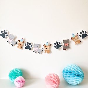 Dog & Cat Birthday Banner, Two Let the Dogs Out, Lets Pawty, Kitten and ...
