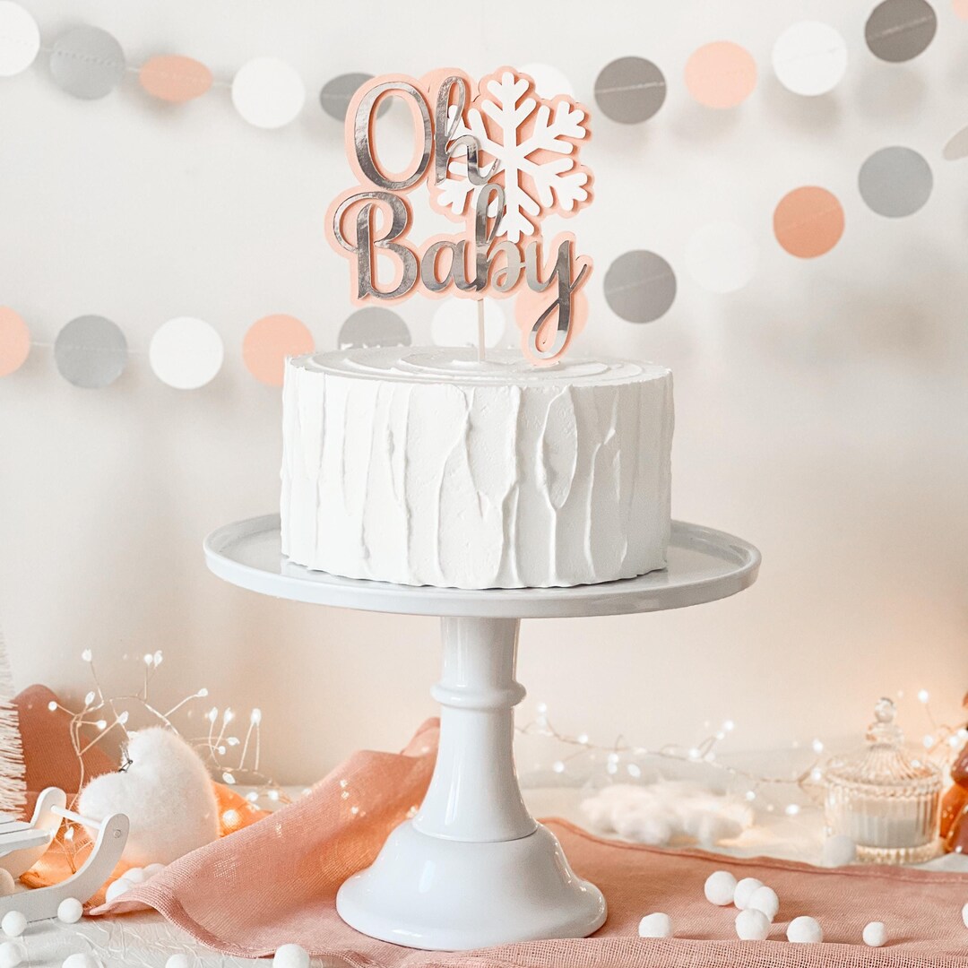 Oh Baby Winter Cake Topper, Snowflake Baby Shower, Winter Wonderland ...