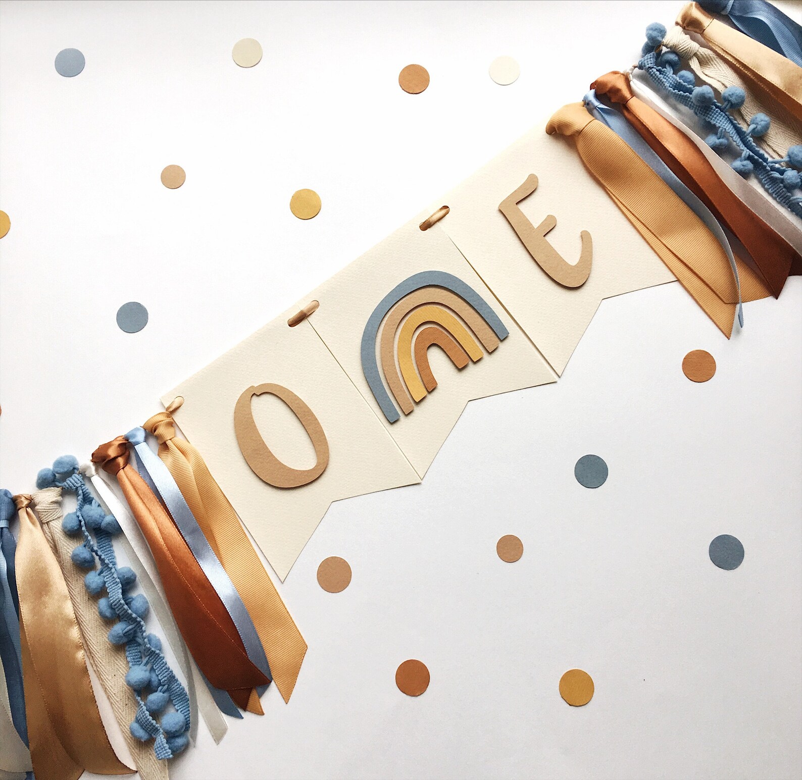 Boy Boho Rainbow One High Chair Banner Muted Rainbow 1st | Etsy