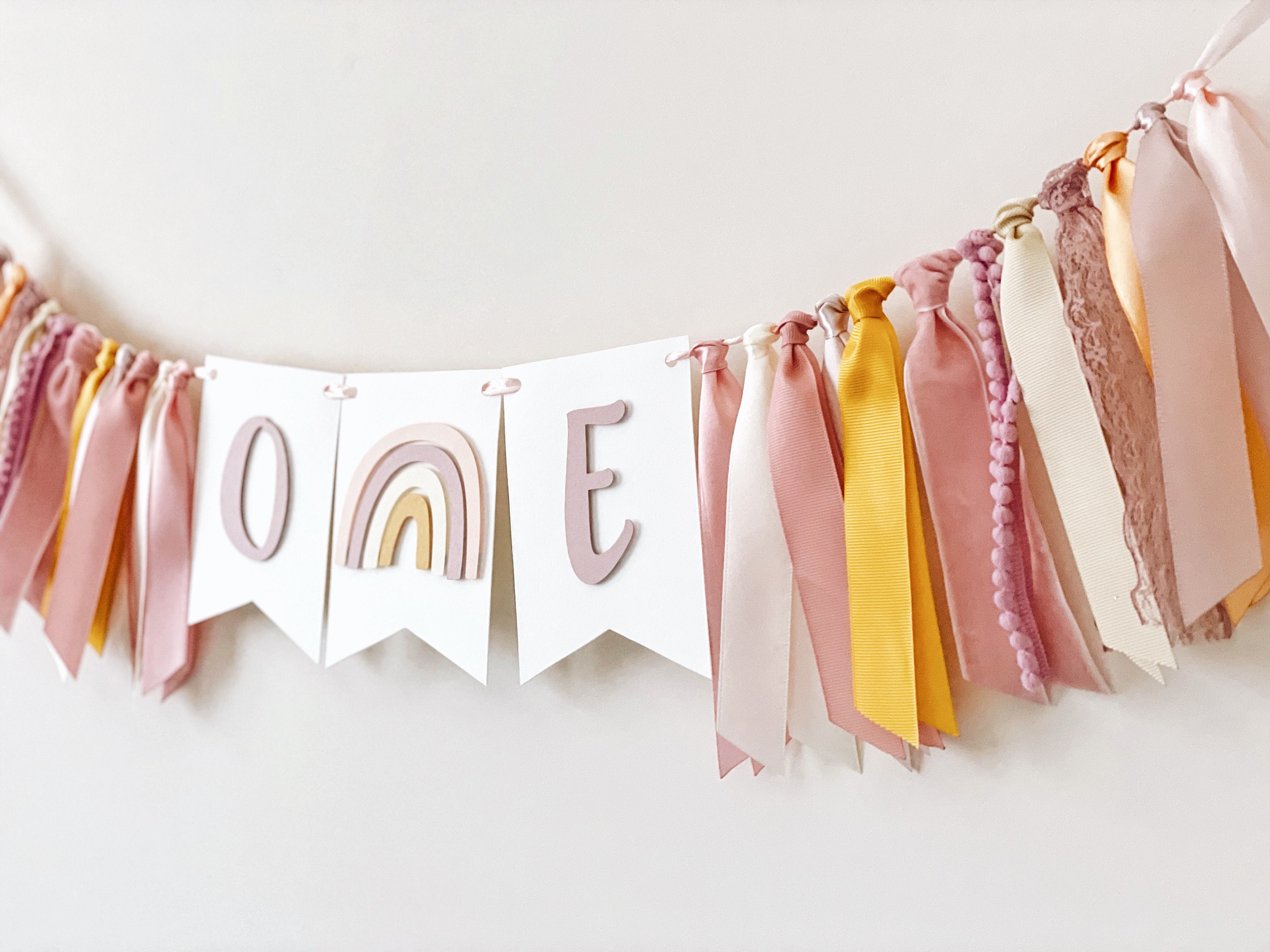 Party Décor 1st Birthday Banner For High Chair Rainbow Birthday ...