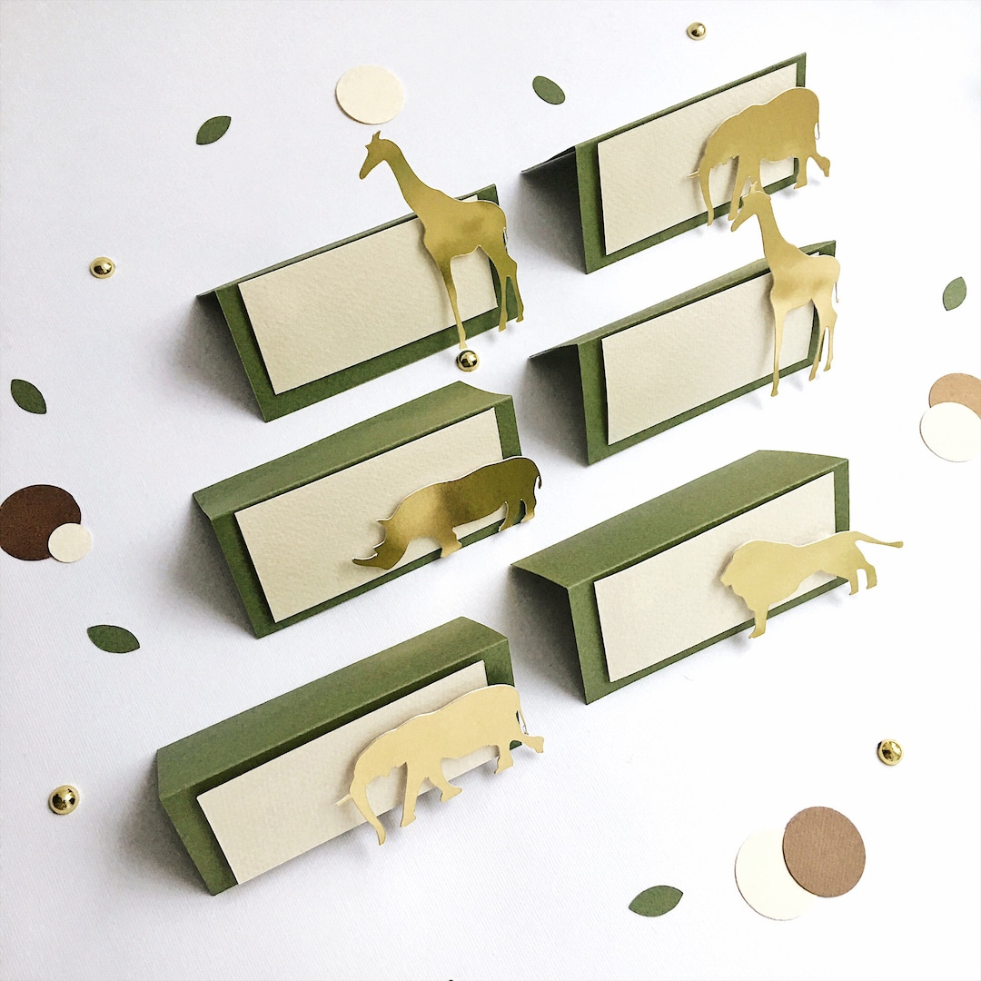 Animals Theme Place Cards, Safari Birthday Baby Shower Decorations ...