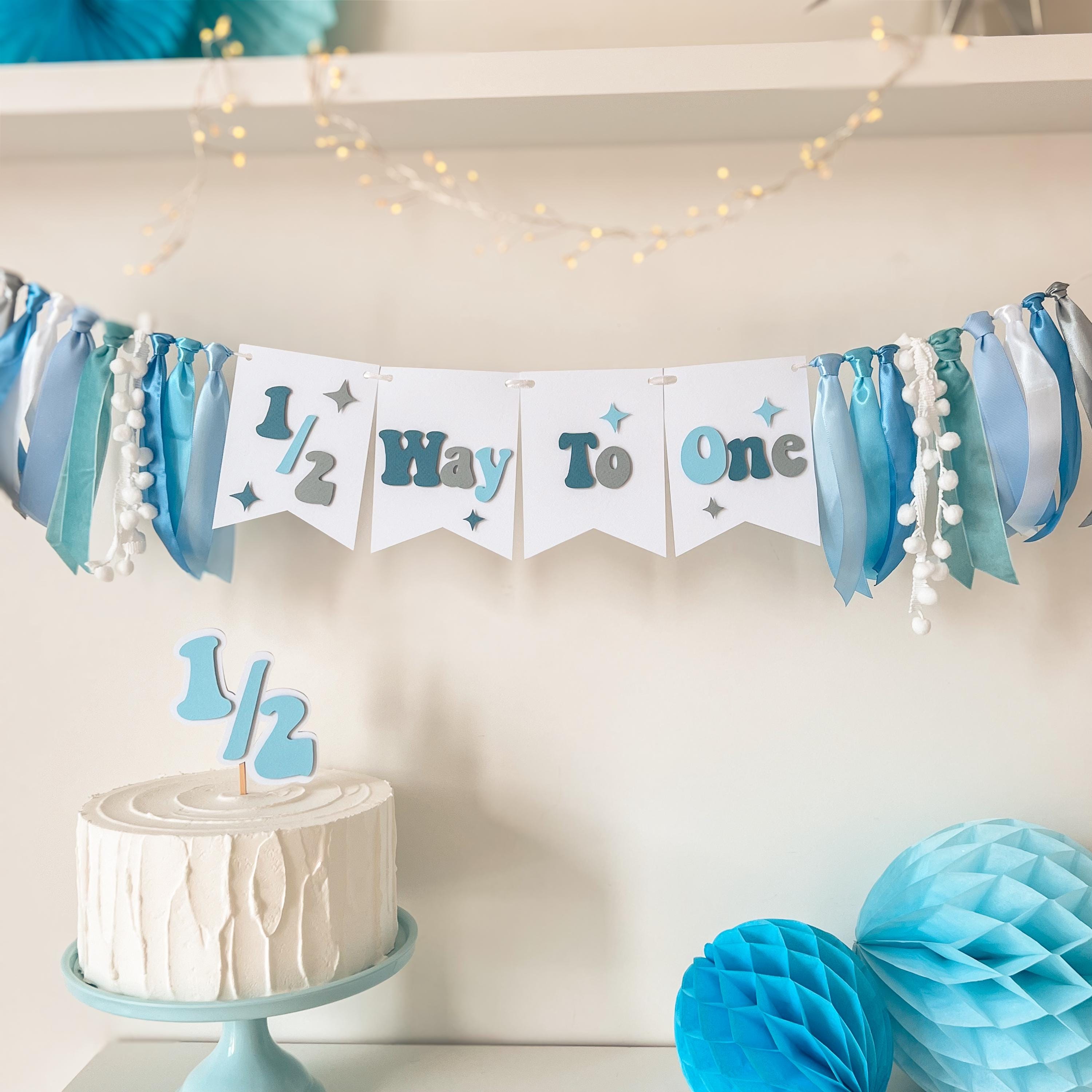 Half Way to One Banner, Boy 1/2 Way to One Birthday, 6 Month Party - Etsy
