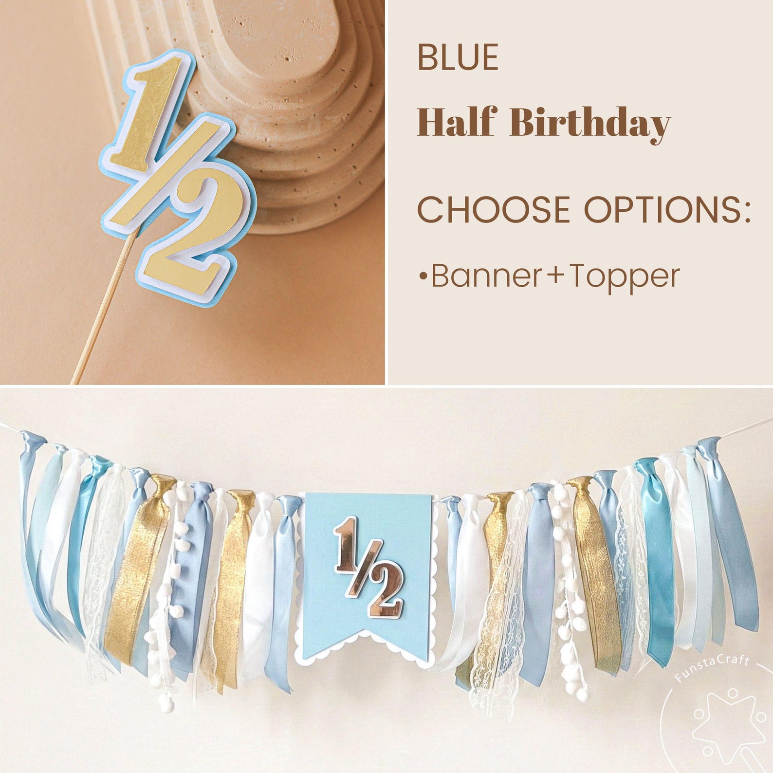 Half Birthday Boy Banner - 6 Month Highchair Blue Decorations - Etsy