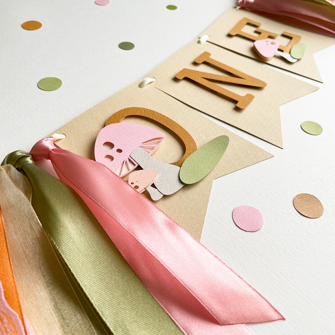 Toadstool High Chair Banner, Mushroom 1 Year Birthday Decorations, Pink ...