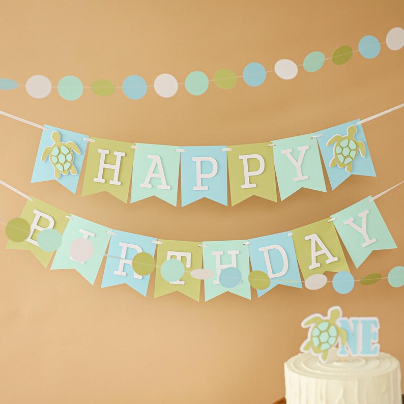 Sea Turtle Birthday Banner - Under the Sea, Turtley Two Party Decor - Etsy