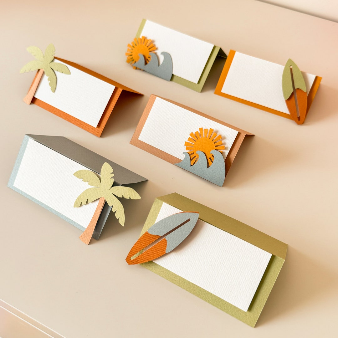 The Big One Food Labels, Surf Wave Birthday, Beach Place Cards, Surf ...