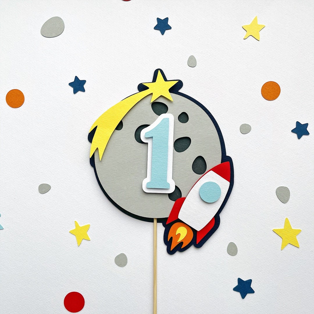 Outer Space Cake Topper, First Trip Around the Sun Birthday, Rocket ...
