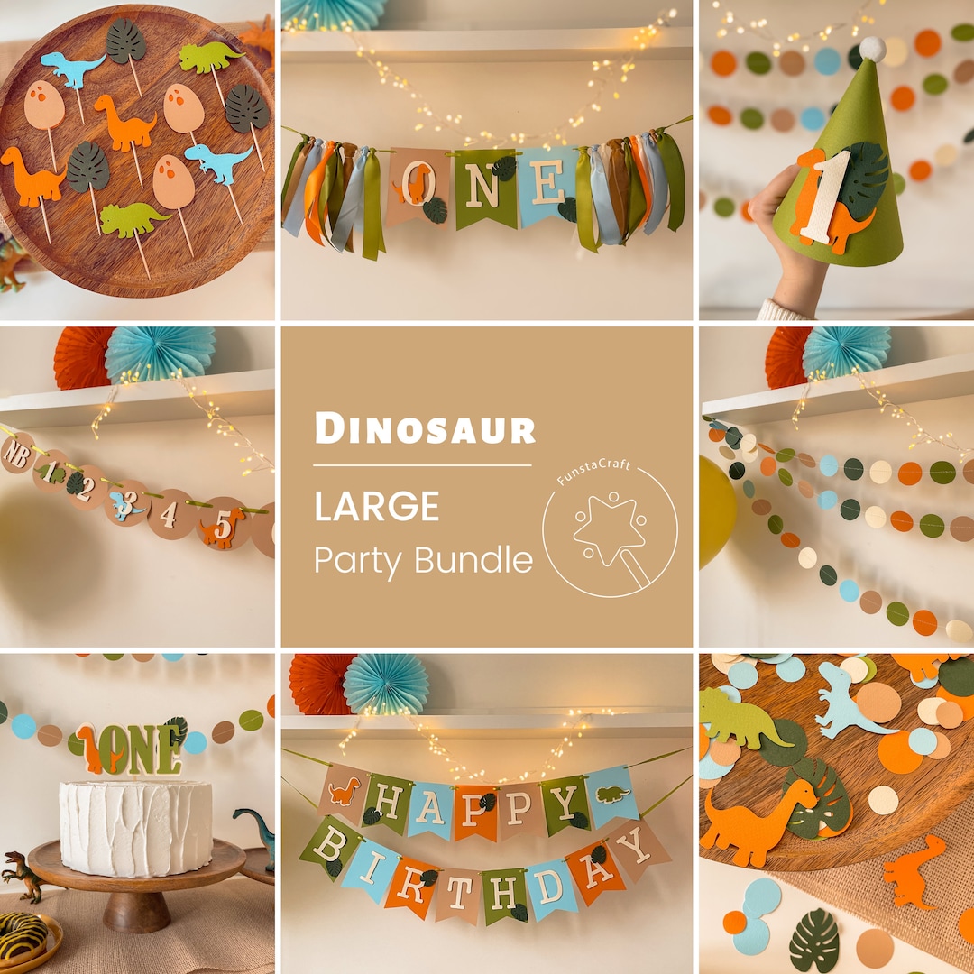 Dinosaur First Birthday, Party Bundle, Dinosaur Birthday Decoration ...