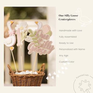 One Silly Goose Centerpieces, Pink Goose 1st Birthday Decorations, 4pcs ...