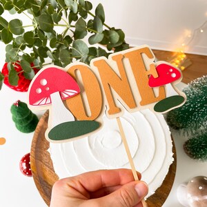 Mushroom Birthday Party Cake Topper Toadstool First Birthday - Etsy