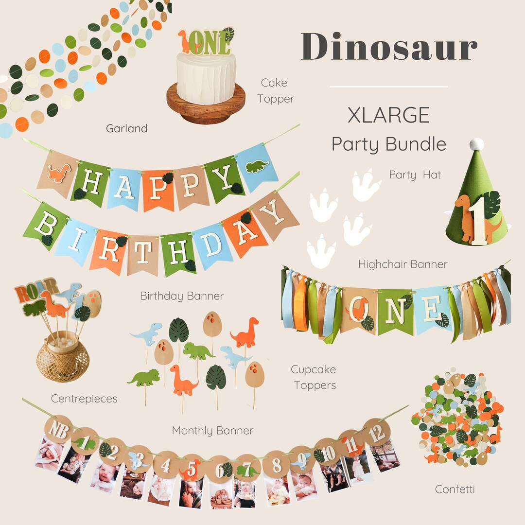 Dinosaur 1st Birthday Bundle - Oneasaurus Party Decorations - Etsy