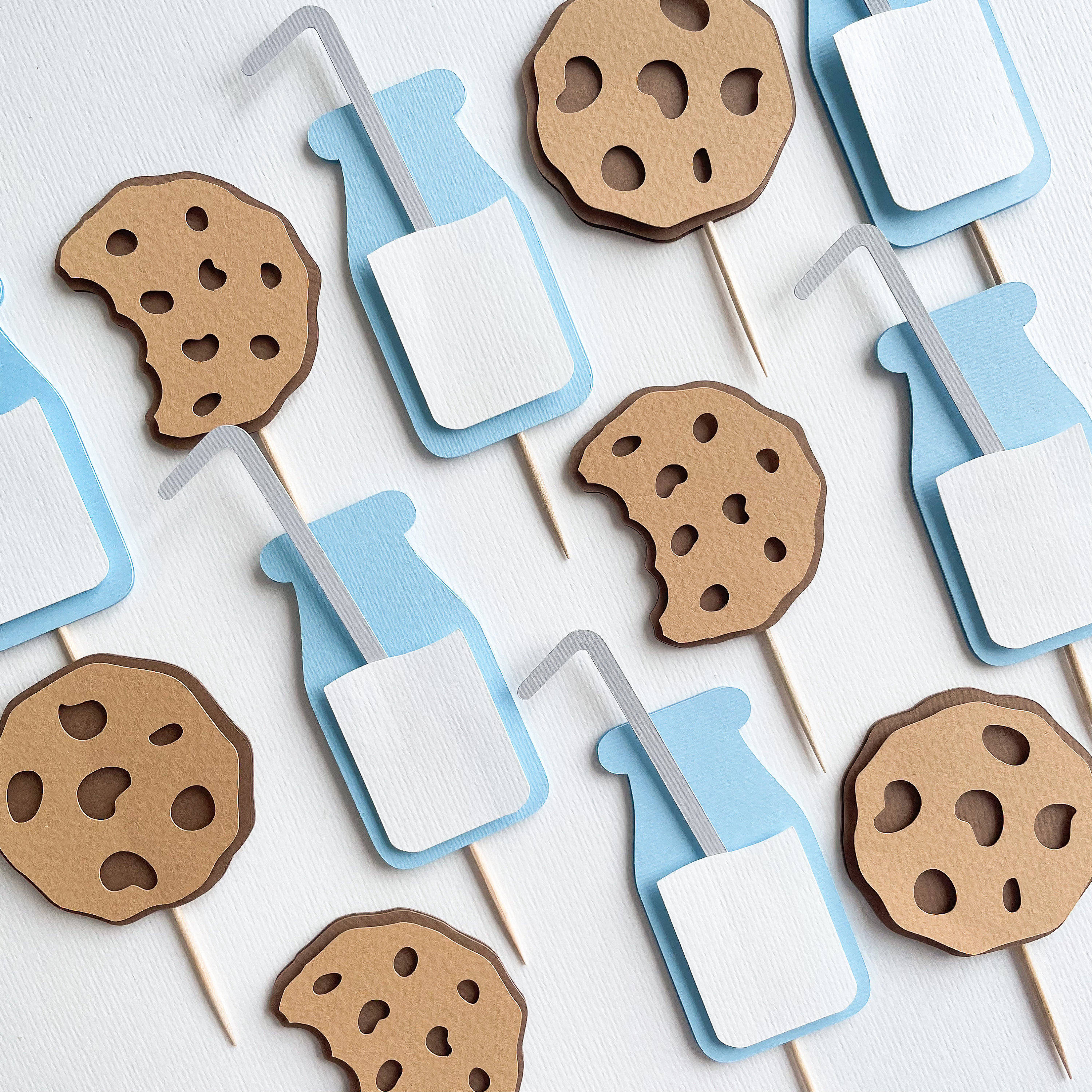 Milk & Cookies Cupcake Toppers - One Sweet Boy 1st Birthday Decorations ...