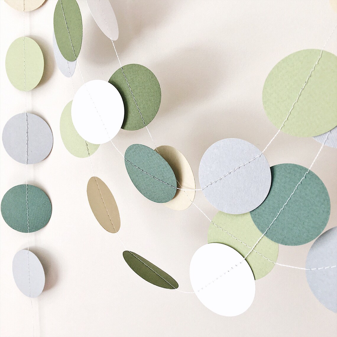 Cactus Green Paper Circle Garland – Succulent Theme Baby Shower Decor ...