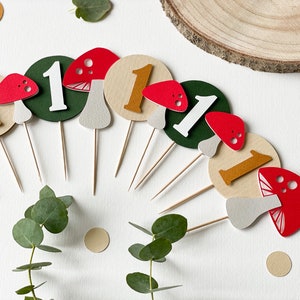Toadstool Cupcake Toppers Mushroom 1st Birthday Decorations - Etsy