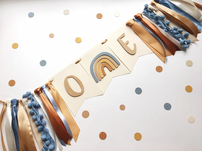 Boy Boho Rainbow One High Chair Banner Muted Rainbow 1st | Etsy