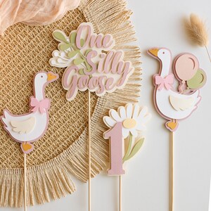 One Silly Goose Centerpieces, Pink Goose 1st Birthday Decorations, 4pcs ...