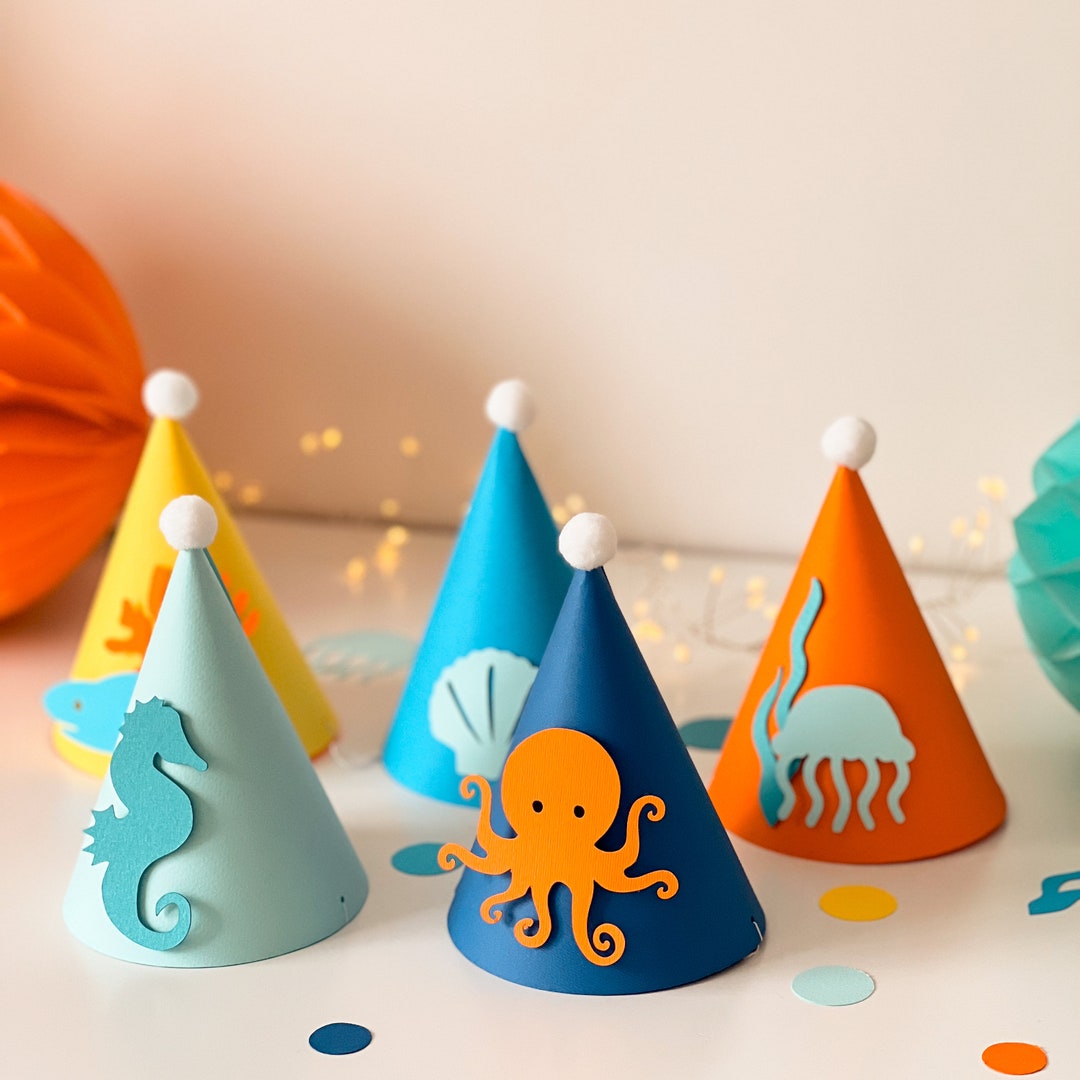 Under the Sea Party Hats, Ocean Theme Birthday, Ocean Animals ...