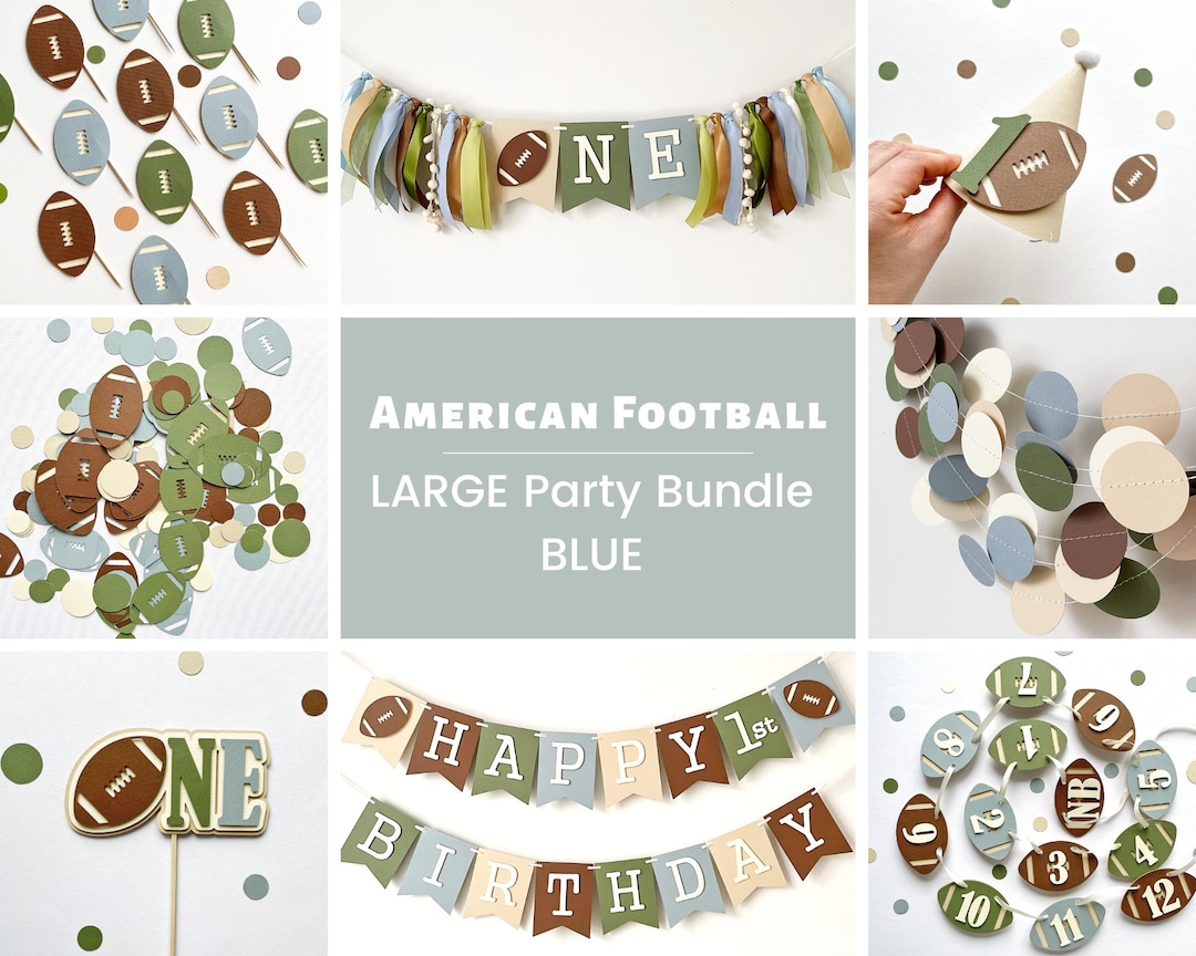 First Year Down Birthday Decorations Football 1st Birthday Party Bundle ...