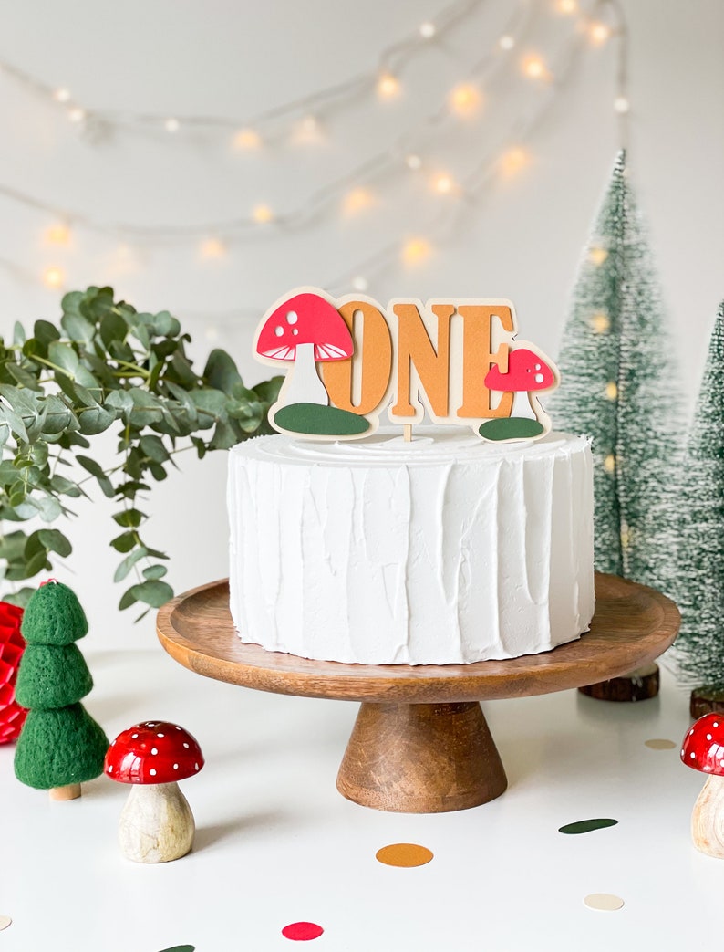 Mushroom Birthday Party Cake Topper Toadstool First Birthday - Etsy