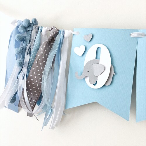 Blue Elephant Happy Birthday Banner PRINTABLE 1st Birthday | Etsy