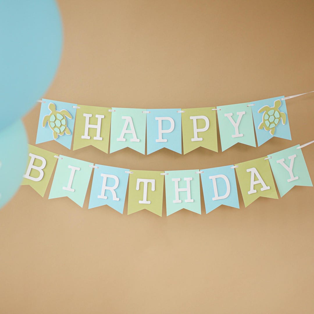 Sea Turtle Birthday Banner - Under the Sea, Turtley Two Party Decor - Etsy