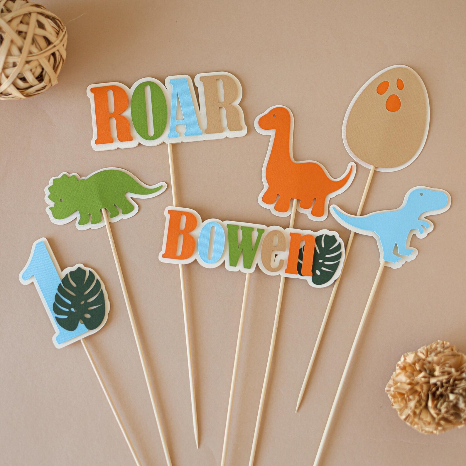 Dinosaur Table Centerpieces - Boy 1st Birthday Decorations - Oneasaurus ...
