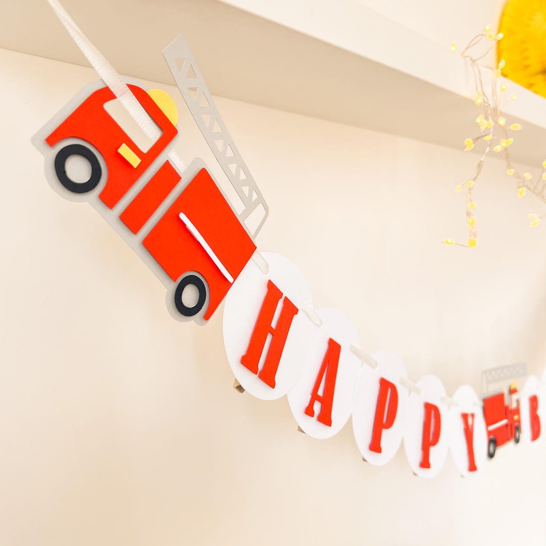 Firetruck Birthday Banner,fire Truck Birthday Party Decorations ...