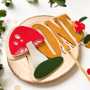 Mushroom Birthday Party Cake Topper Toadstool First Birthday - Etsy