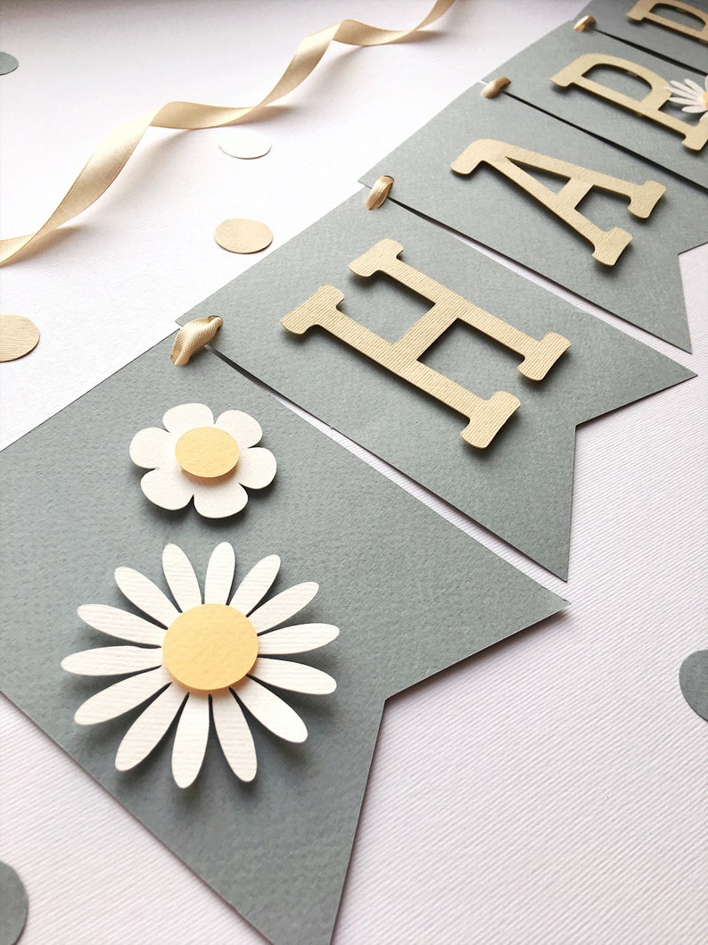 Daisy First Birthday Banner Groovy Flower Party Decorations - Etsy
