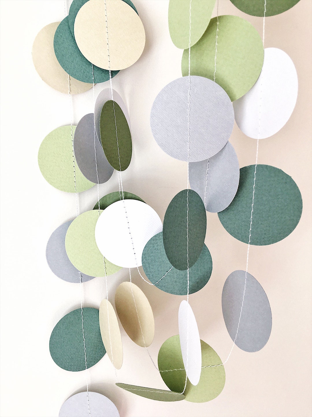 Cactus Green Paper Circle Garland – Succulent Theme Baby Shower Decor ...