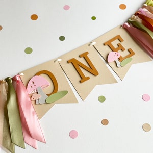 Toadstool High Chair Banner, Mushroom 1 Year Birthday Decorations, Pink ...
