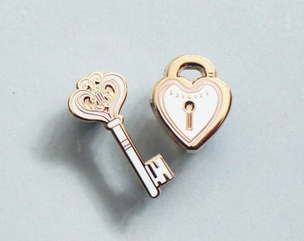 Lock and Key Enamel Pin Love is They Key Enamel Lapel Custom - Etsy