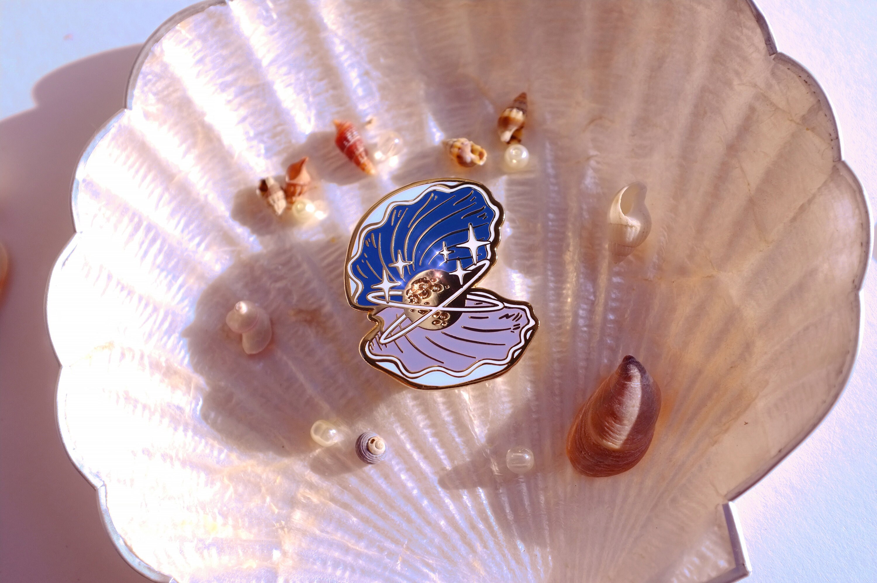 Pearl Sea Shell Enamel Pin navy Variant Lapel Pin Full - Etsy