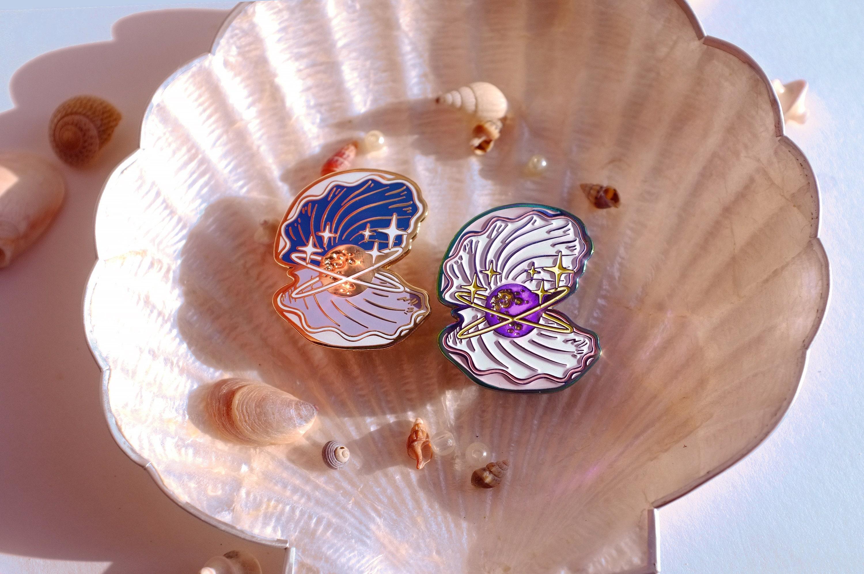 Pearl Sea Shell Enamel Pin navy Variant Lapel Pin Full - Etsy