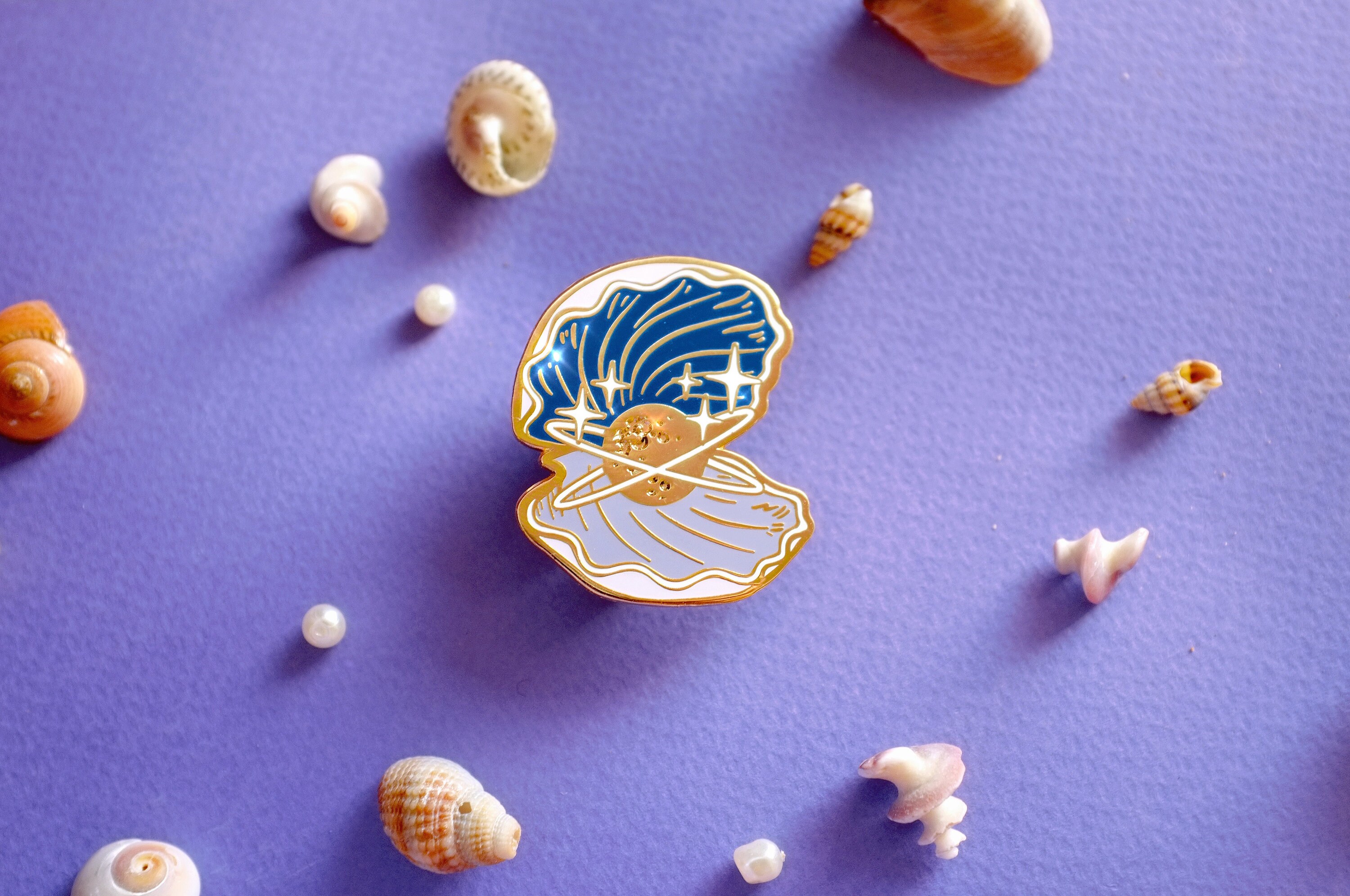 Pearl Sea Shell Enamel Pin navy Variant Lapel Pin Full - Etsy