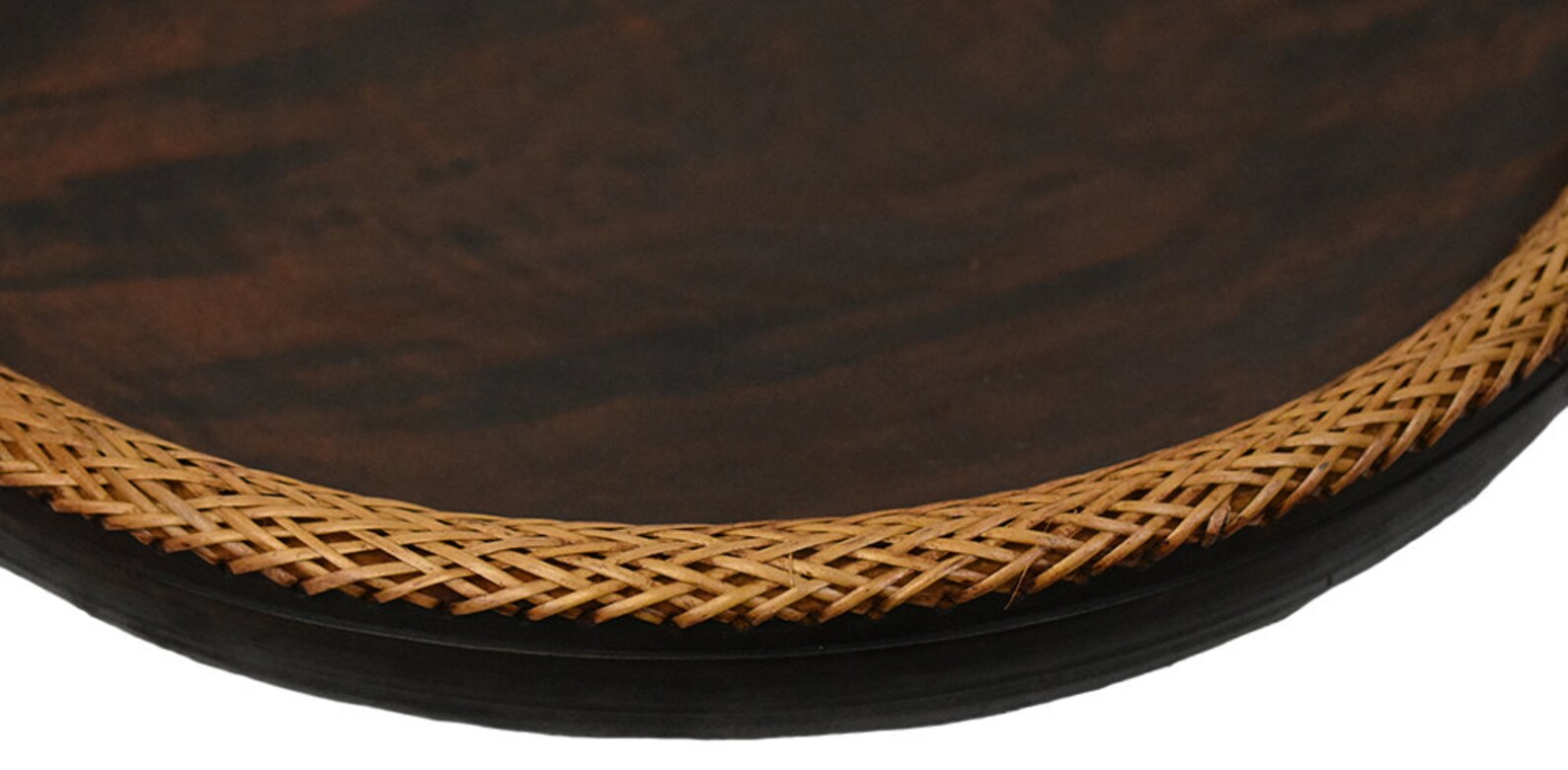 Hand Carved Shallow Wooden Mahogany Bowl With Woven Rim - Etsy