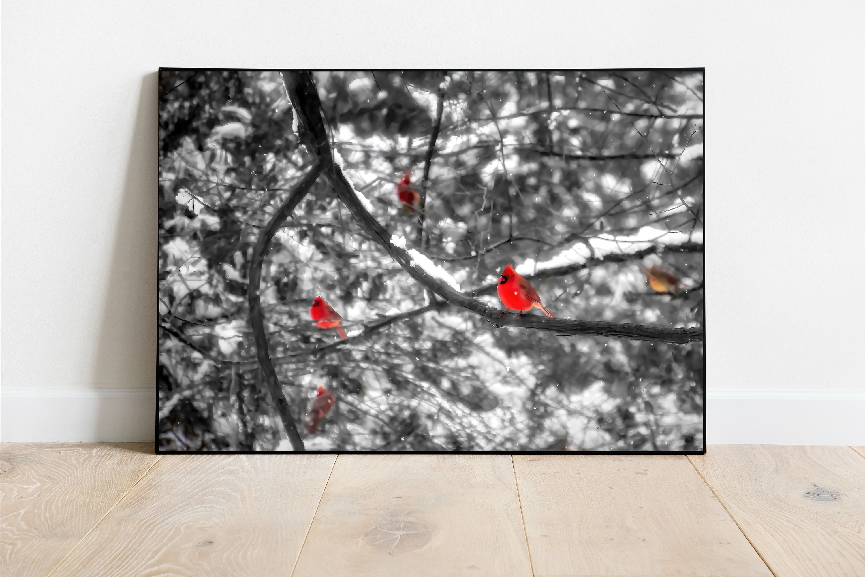 Cardinals in the Snow, Bird in the Snow Print, Wintertime Cardinals ...