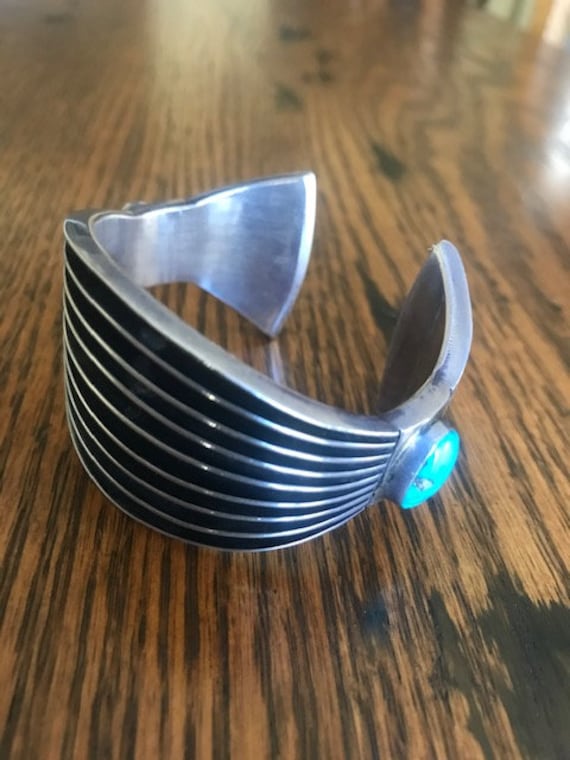 Johnny Mike Begay Navajo sterling and turquoise brace… - Gem