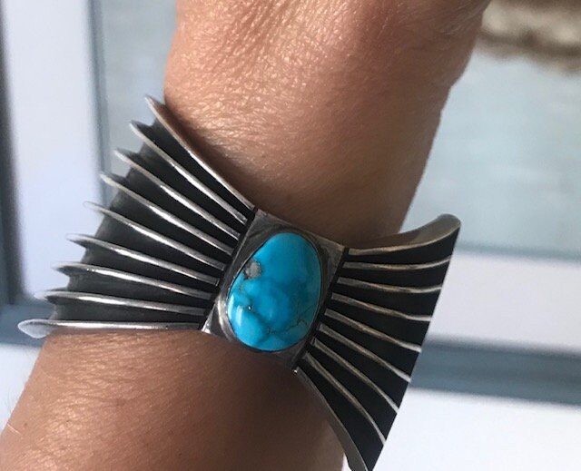 Johnny Mike Begay Navajo Sterling and Turquoise Bracelet - Etsy