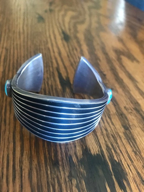 Johnny Mike Begay Navajo sterling and turquoise brace… - Gem